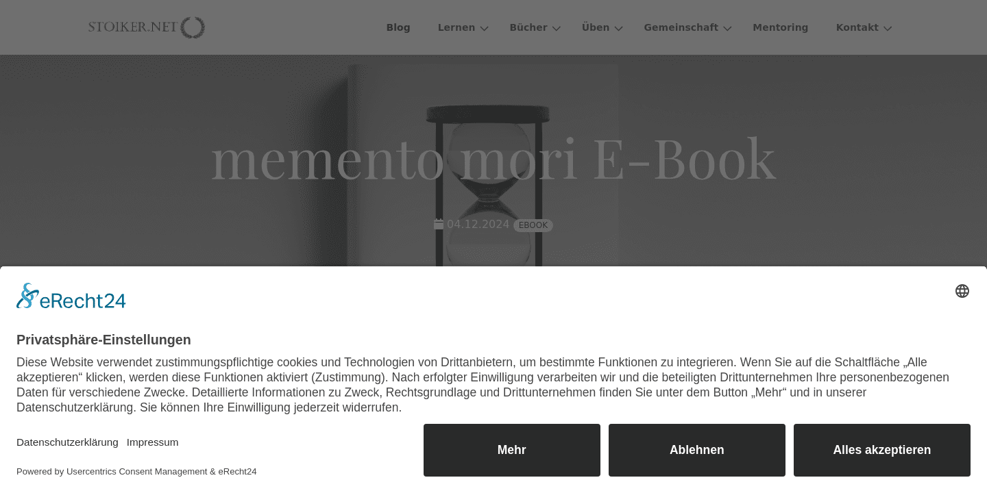 memento mori E-Book | stoiker.net - Lebenskunst der Stoa