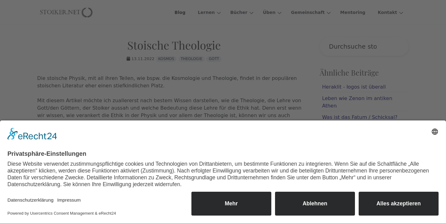 Stoische Theologie | stoiker.net - Charakterentwicklung, Selbst ...