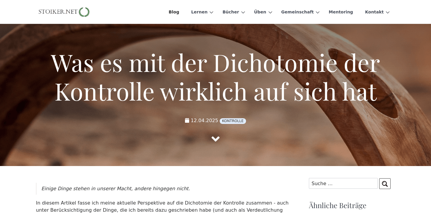 Was es mit der Dichotomie der Kontrolle wirklich auf sich hat | stoiker.net - Lebenskunst der Stoa