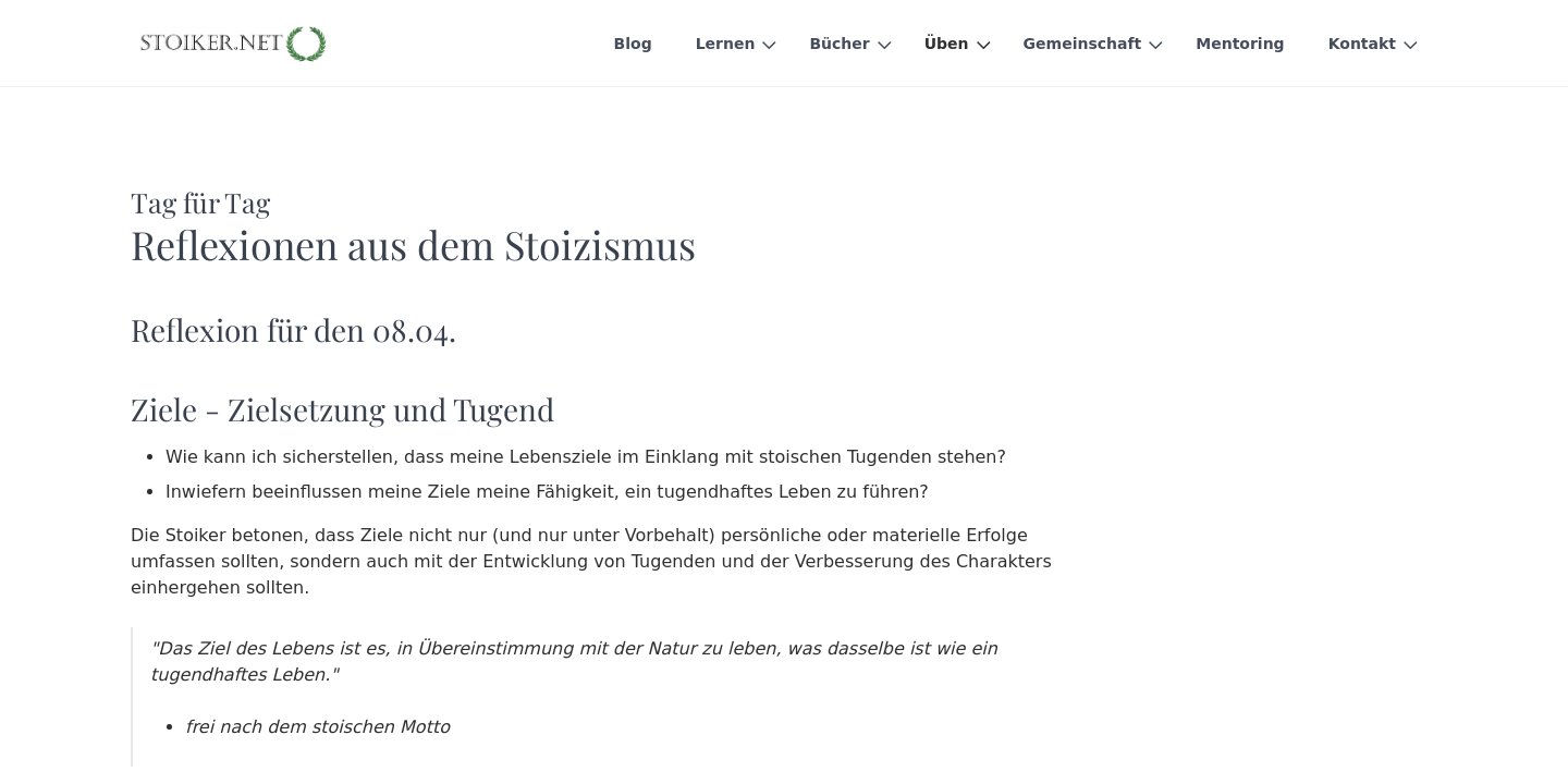 Ziele - Zielsetzung und Tugend | stoiker.net - Charakterentwicklung ...